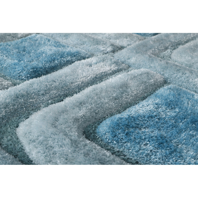 Latitude Run® Corey-Leigh Geometric Shag Light Blue/Teal Area Rug | Wayfair