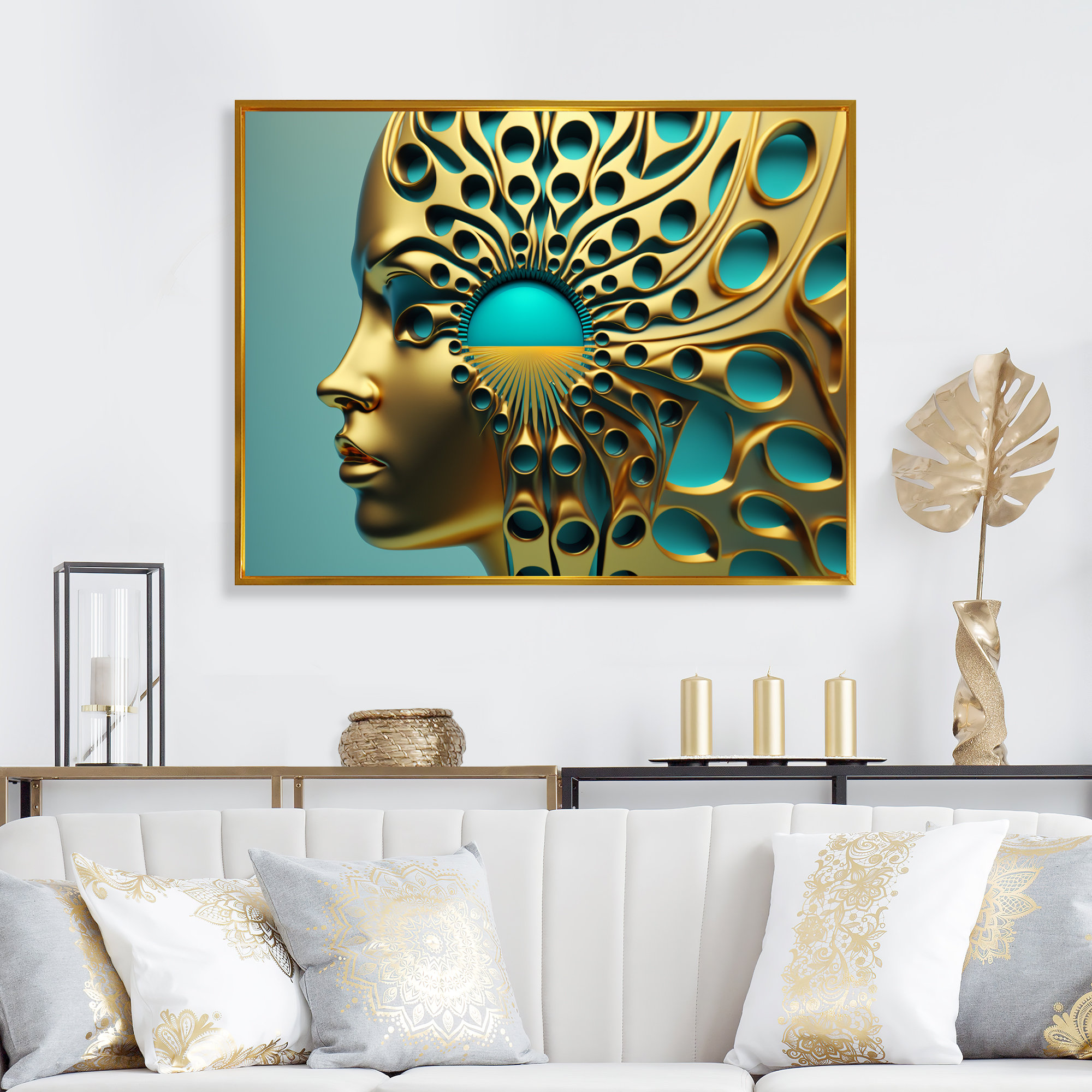 Mercer41 Visionary Gold And Turquoise Goddess III Visionary Gold And ...