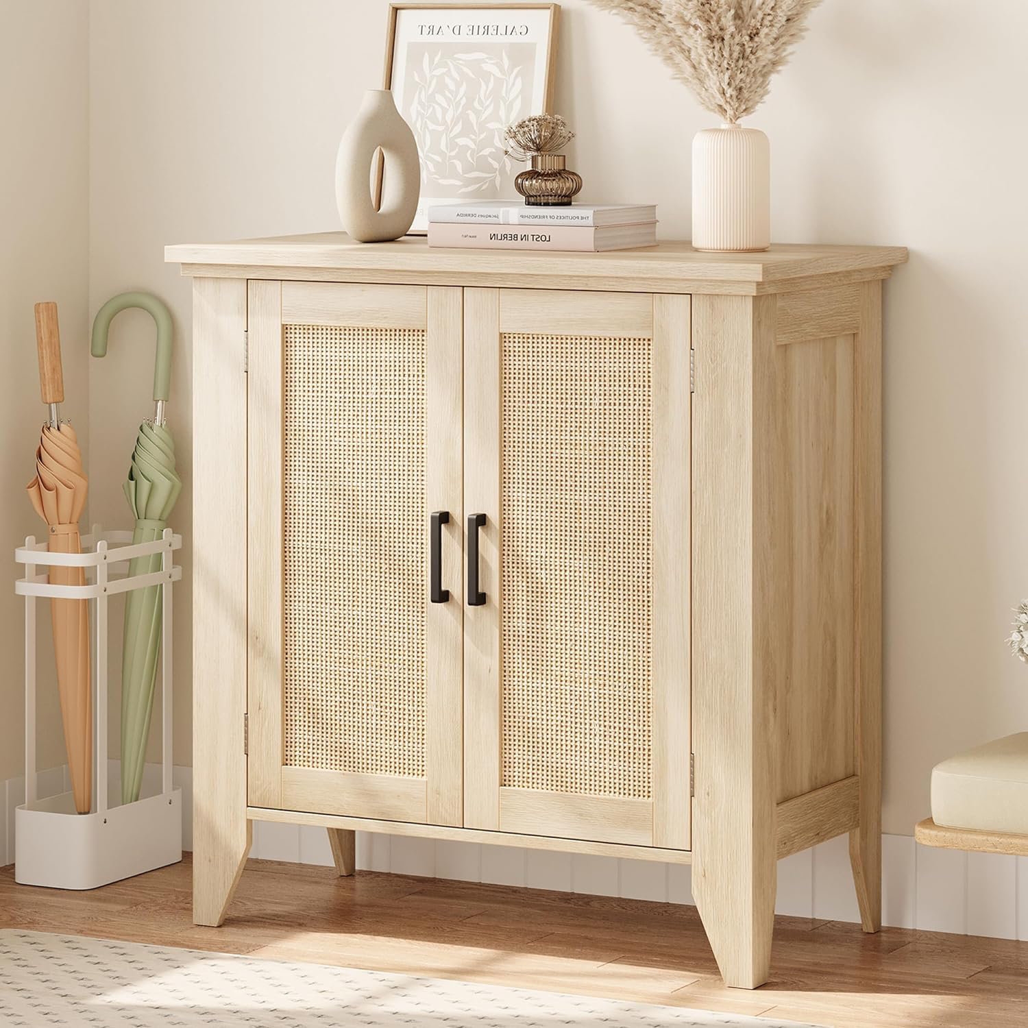 Bay Isle Home™ Rattan Buffet Cabinet, Small Storage Cabinet With Doors ...
