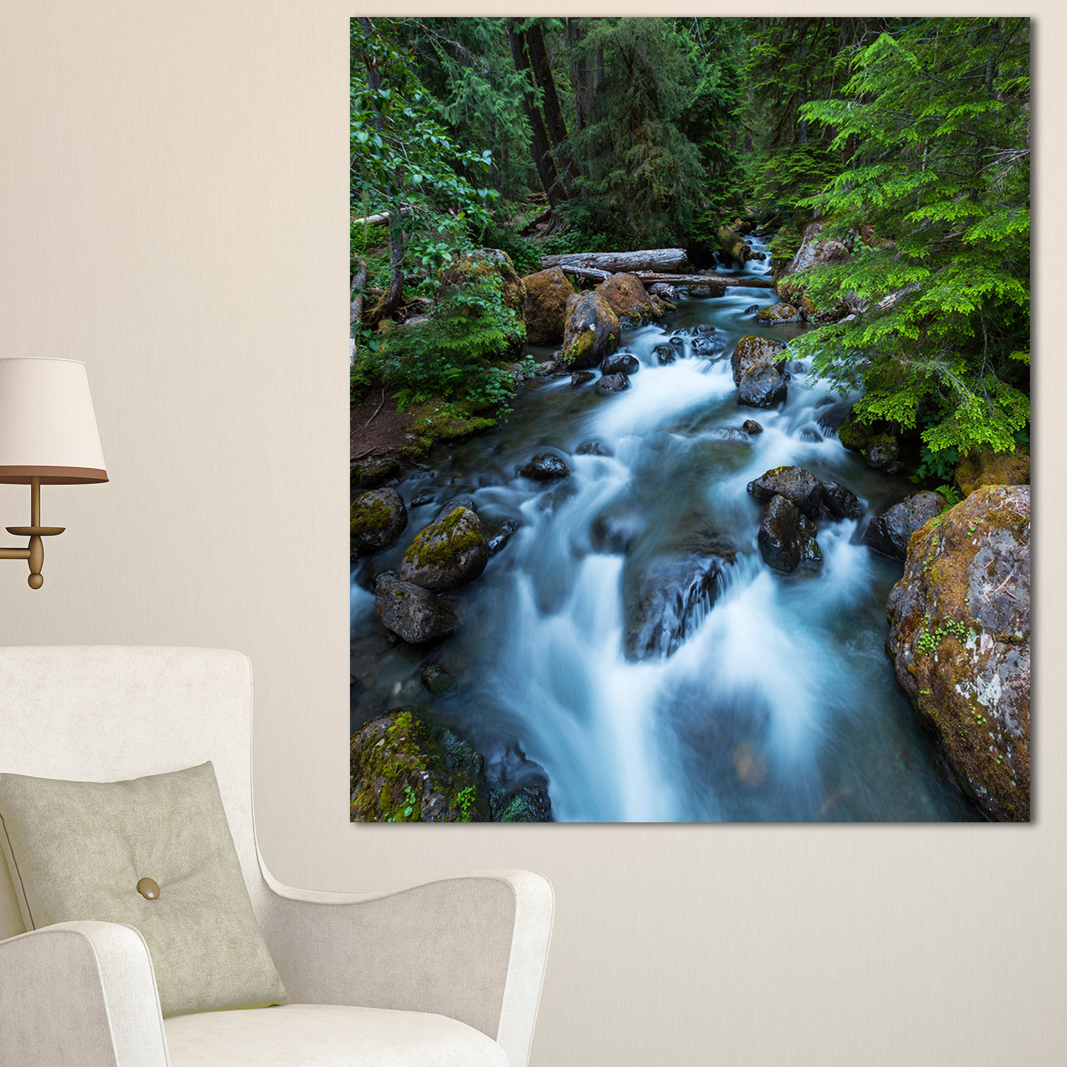 Design Art 'Rushing Water in Forest Creek' Photographic Print on ...