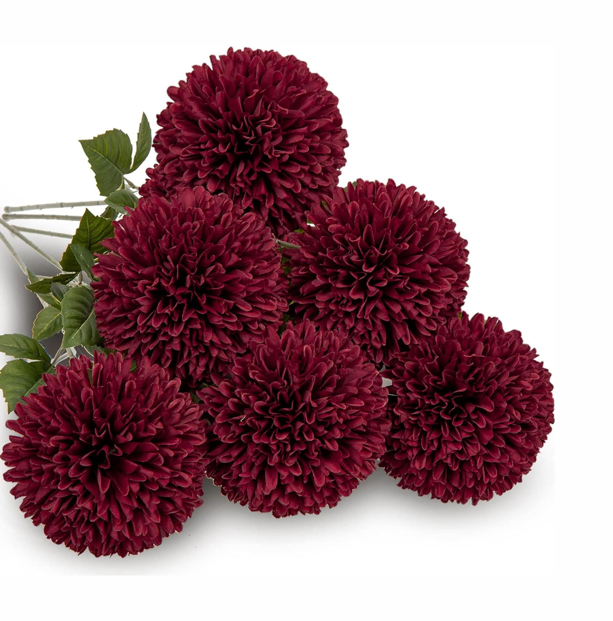 Latitude Run® Large Heads Mums Stems Burgundy Fake Hydrangea Flowers ...