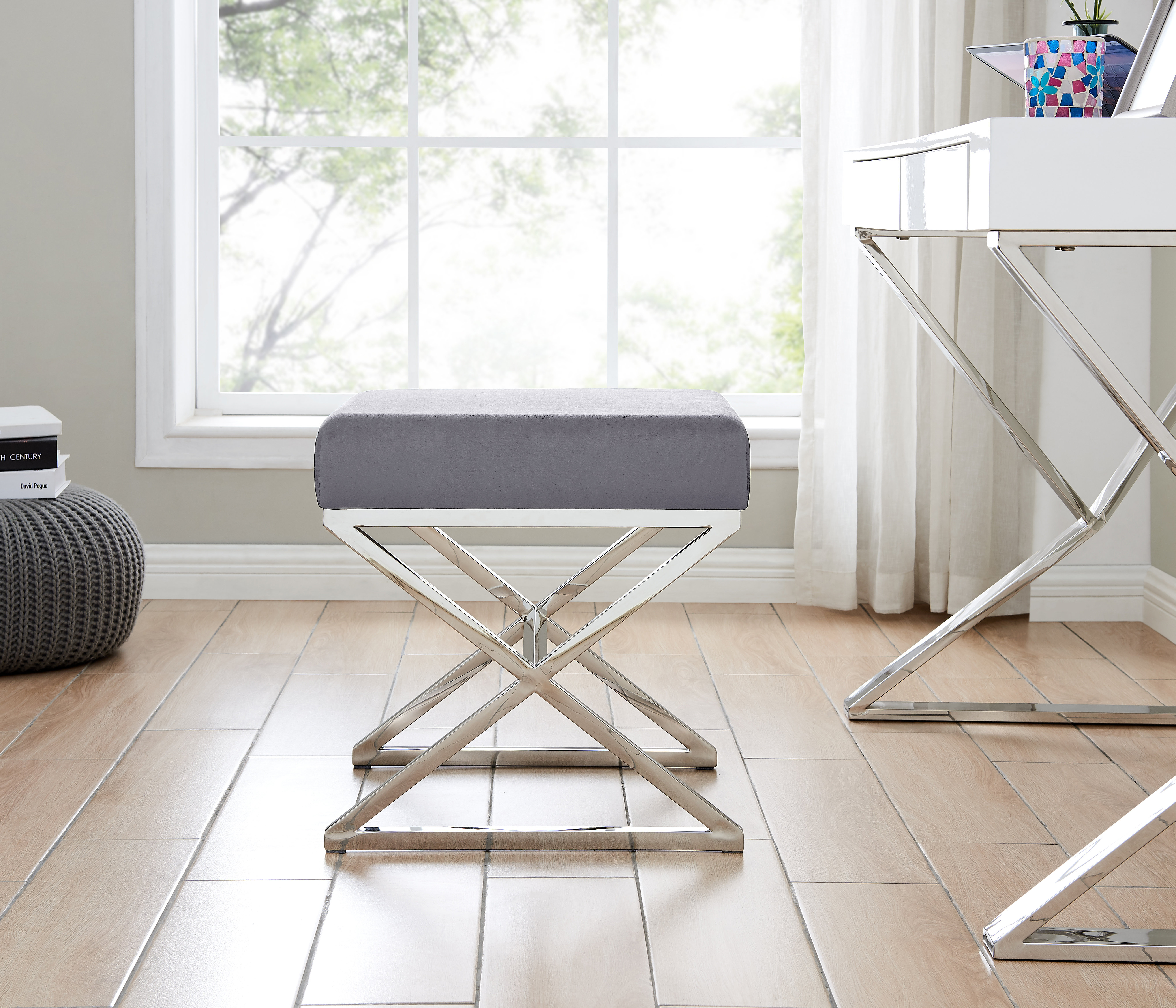 Etta Avenue Jovie Velvet Upholstered Accent Dressing Table Chair ...