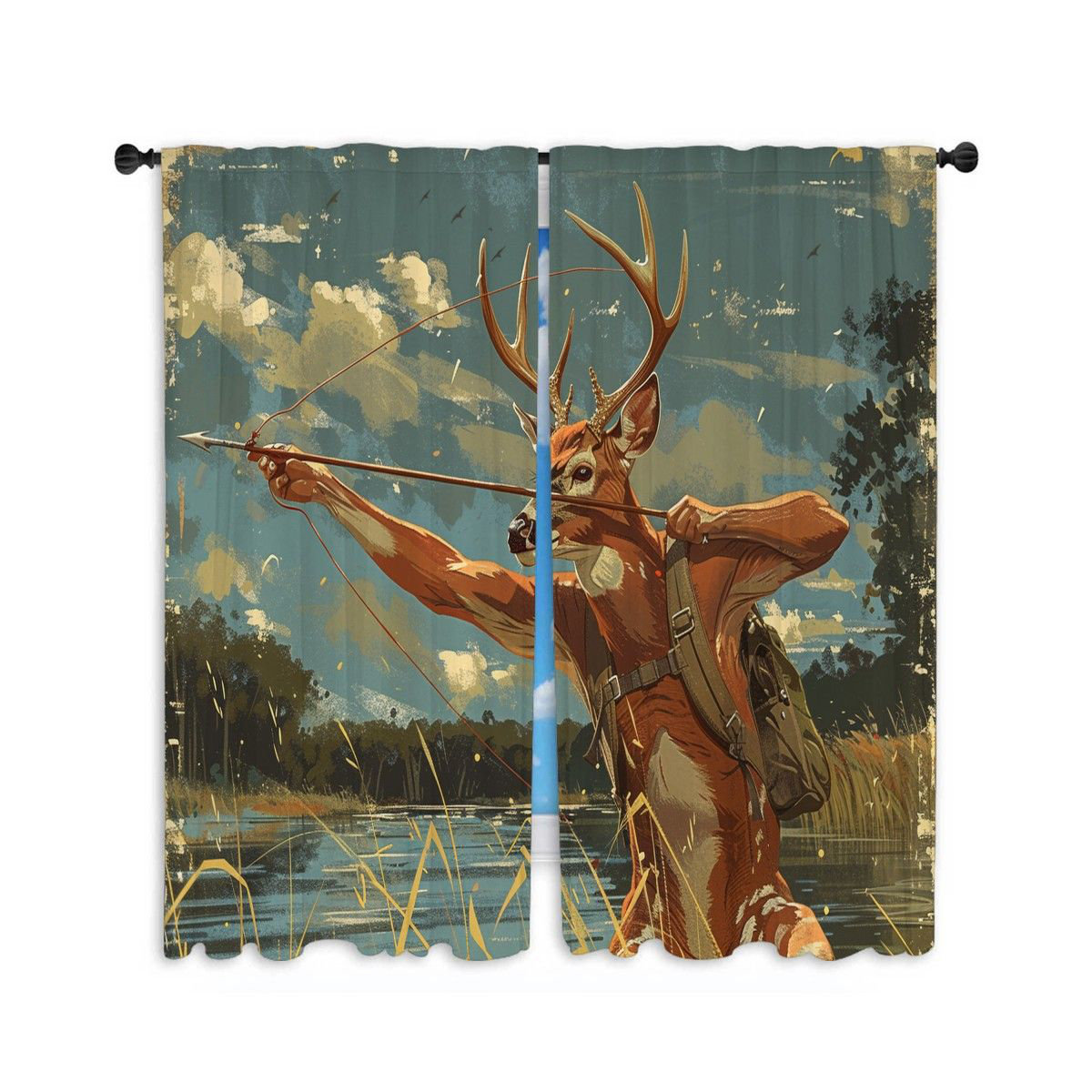 VisionDecor Archery deer Sheer Window Curtains - 2 Panels | Wayfair