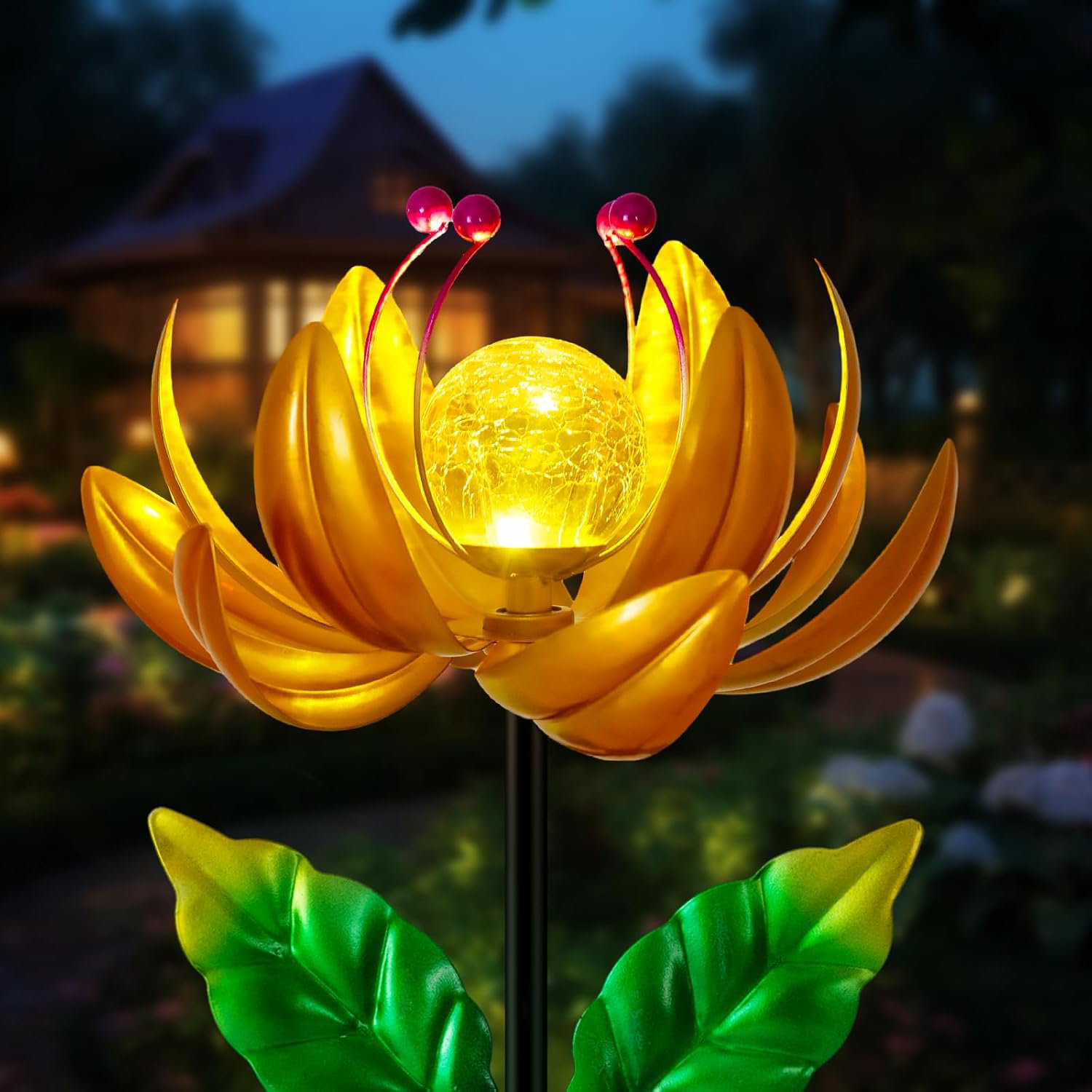 Bungalow Rose Solar Powered Metal Flower Windmill, Colorful Rotating ...