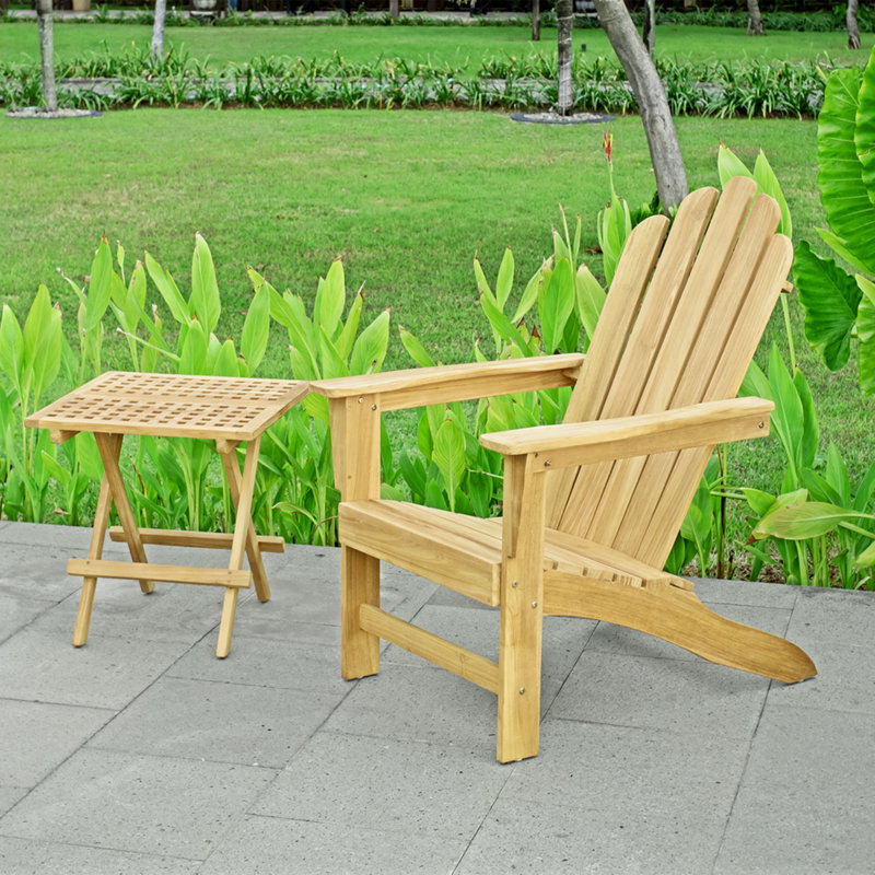 Beachcrest Home™ Teak Adirondack Chair with Table 2PCS | Wayfair