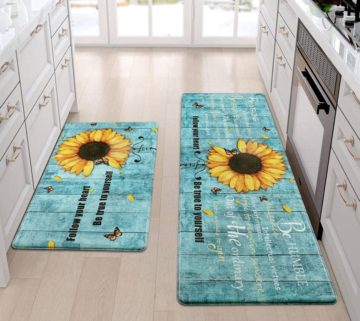Rosalind Wheeler Sunflower Kitchen Rugs Sets of 2 | Wayfair