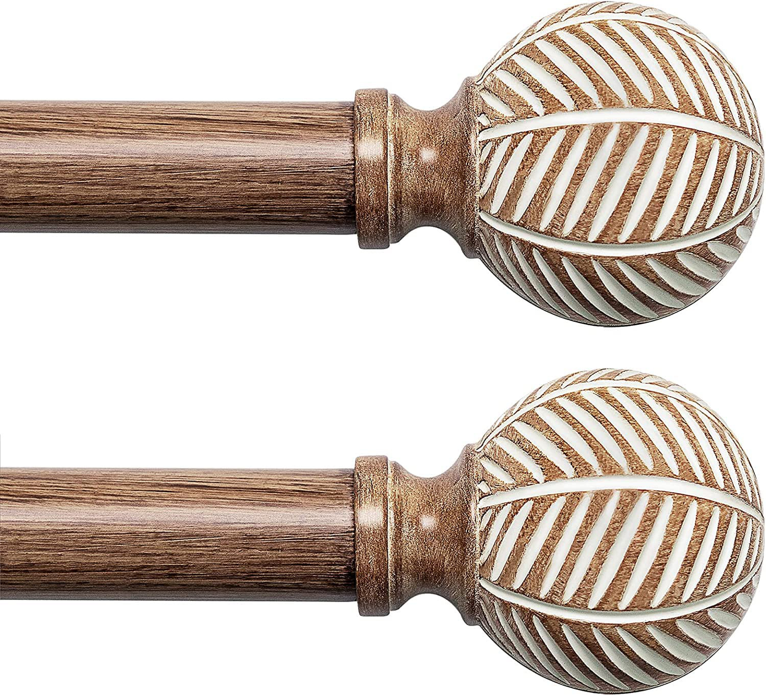 Canora Grey Wood Curtain Rods For Windows,1 Inch Diameter Adjustable ...