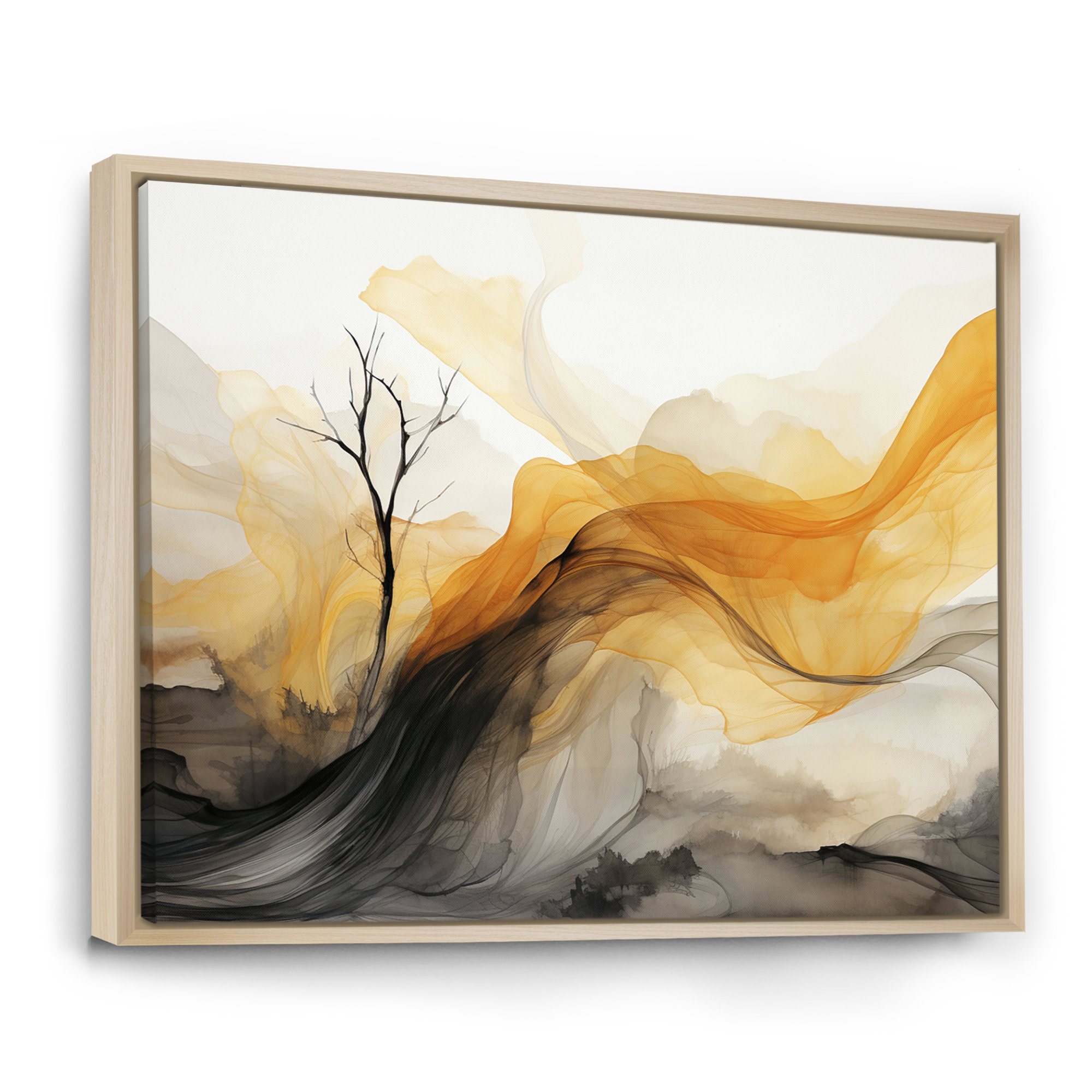 Wrought Studio Landscapes Of Dreams Waves Retro Yellow Black - Abstract ...