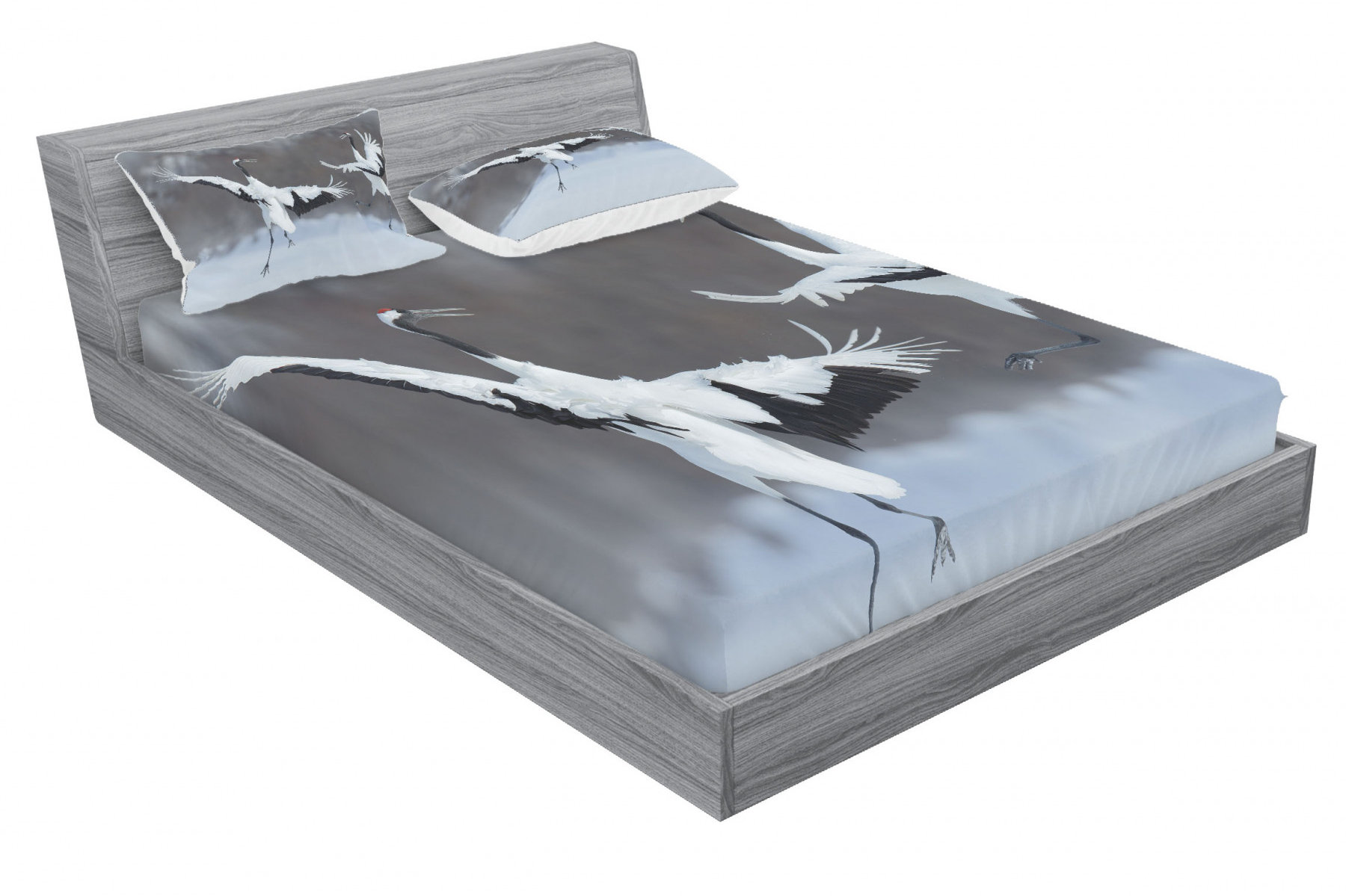 Ambesonne Dancing Pair of Crowned Crane with Open Wings in Flight ...