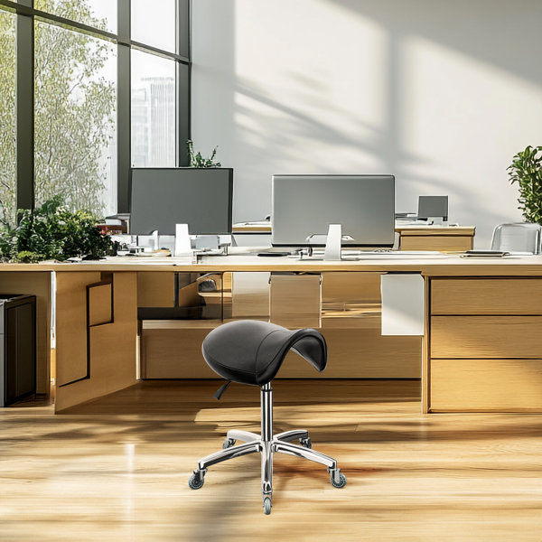 Inbox Zero Ellengard Saddle Height Adjustable Lab Stool With Wheels ...