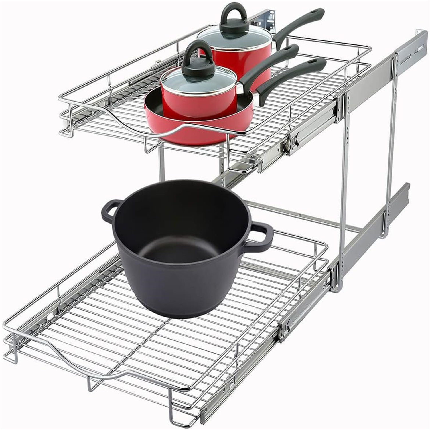 Prep & Savour Double Sliding Pull Out Cabinet Organizer - Chrome, 2 ...
