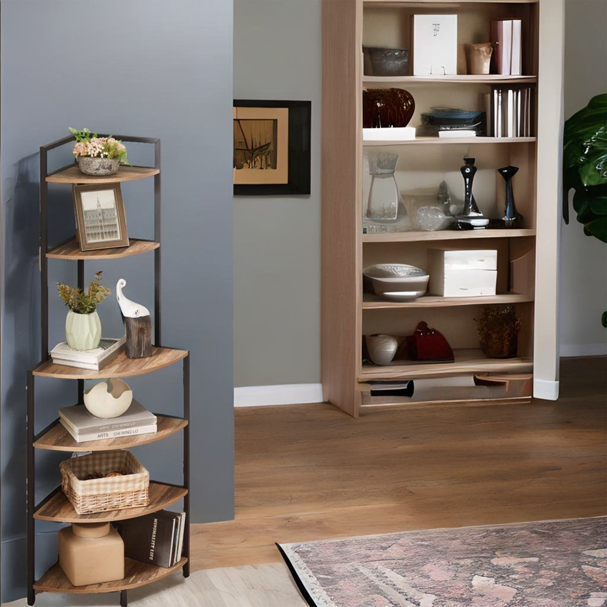 17 Stories 6-tier Corner Open Shelf Modern Bookcase - Wayfair Canada