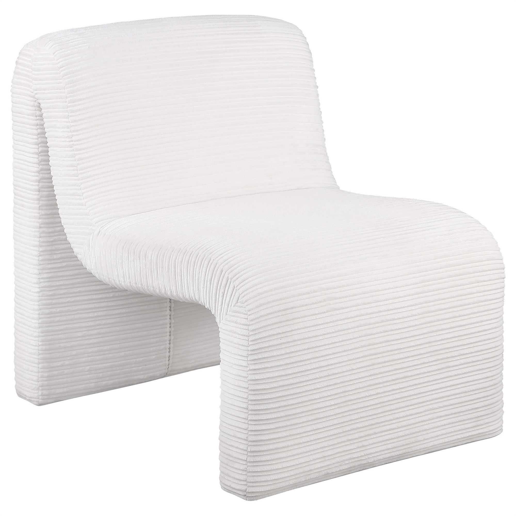 George Oliver Winne Ivory Upholstered Curved Armless Accent Chair | Wayfair