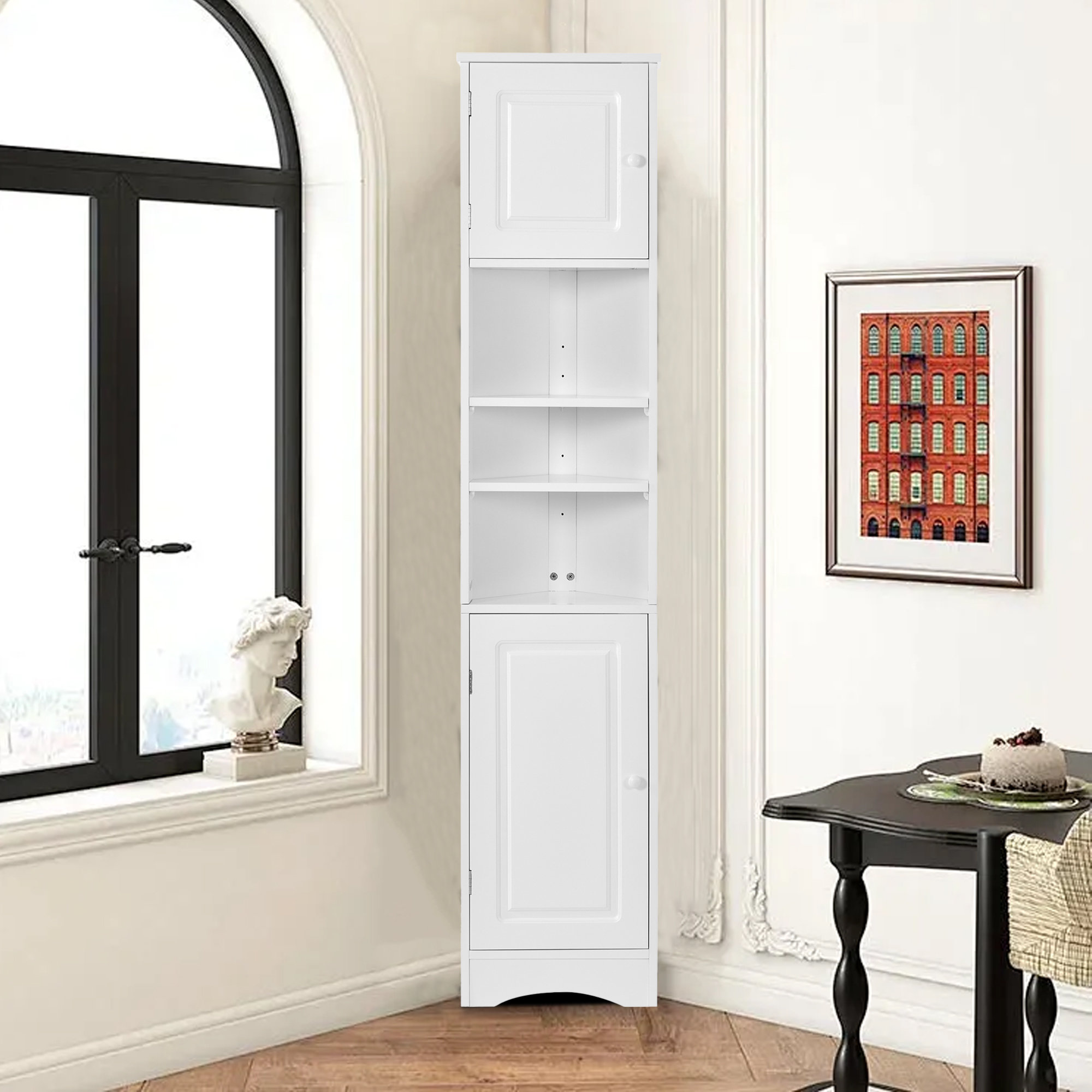 Rebrilliant Multi Functional Corner Cabinet With Two Doors And ...