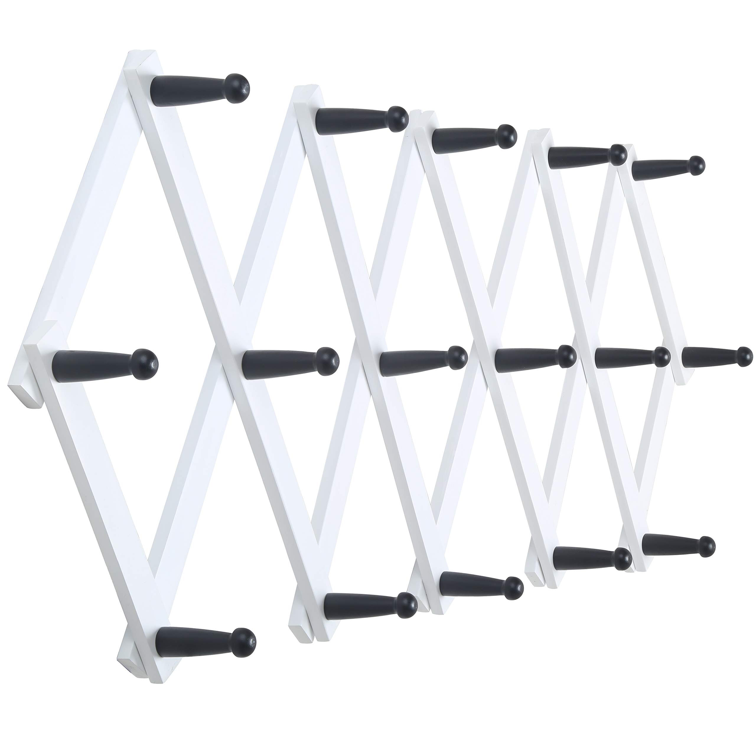 Lark Manor Expandable Foldable Wall Rack With 16 Hooks, Wooden Coat ...