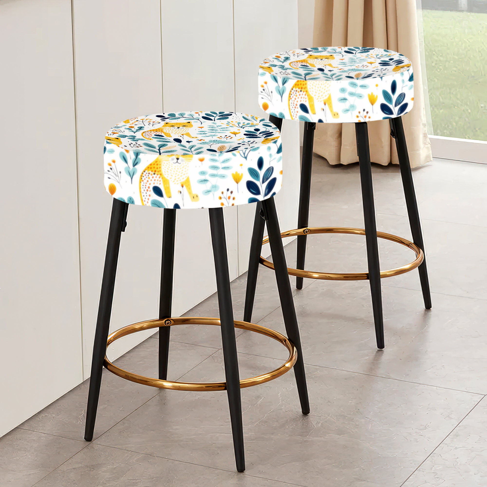 Redwood Rover Bushey - Animal Print Bar Stools Set Of 2 | Wayfair