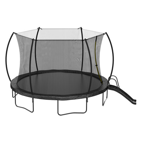 howcoolmall 12ft Outdoor Trampoline with Slide and Fence Net, Outdoor ...