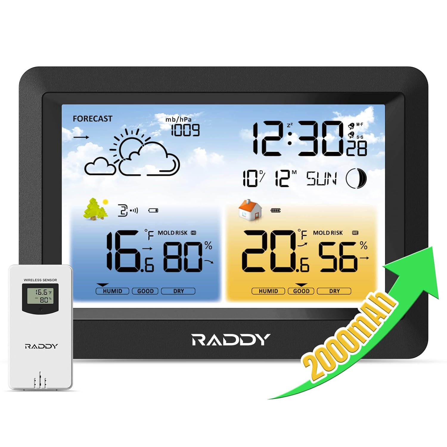 Raddy Weather Station Wireless Indoor Outdoor Thermometer Hygrometer ...