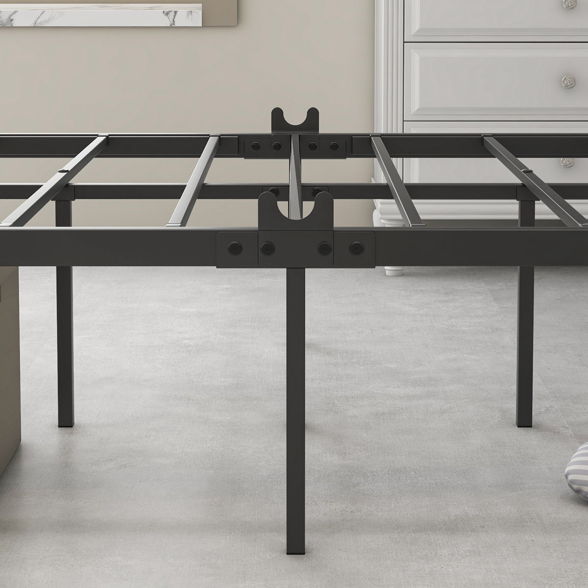 Gracie Oaks Elanny Metal Canopy Bed Frame, Platform Bed Frame with X ...