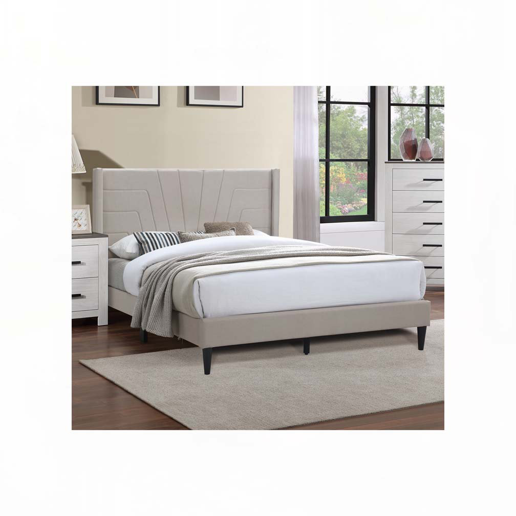 Latitude Run® Burlap Fabric Upholstered Bed | Wayfair