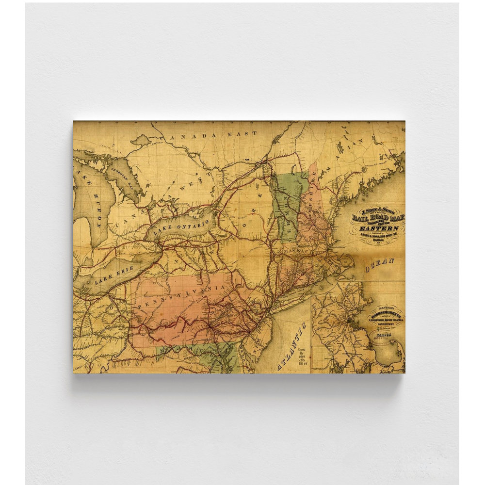 WeFrameArt Eastern Railroad 1859, Antique Railway Routes Poster Print ...