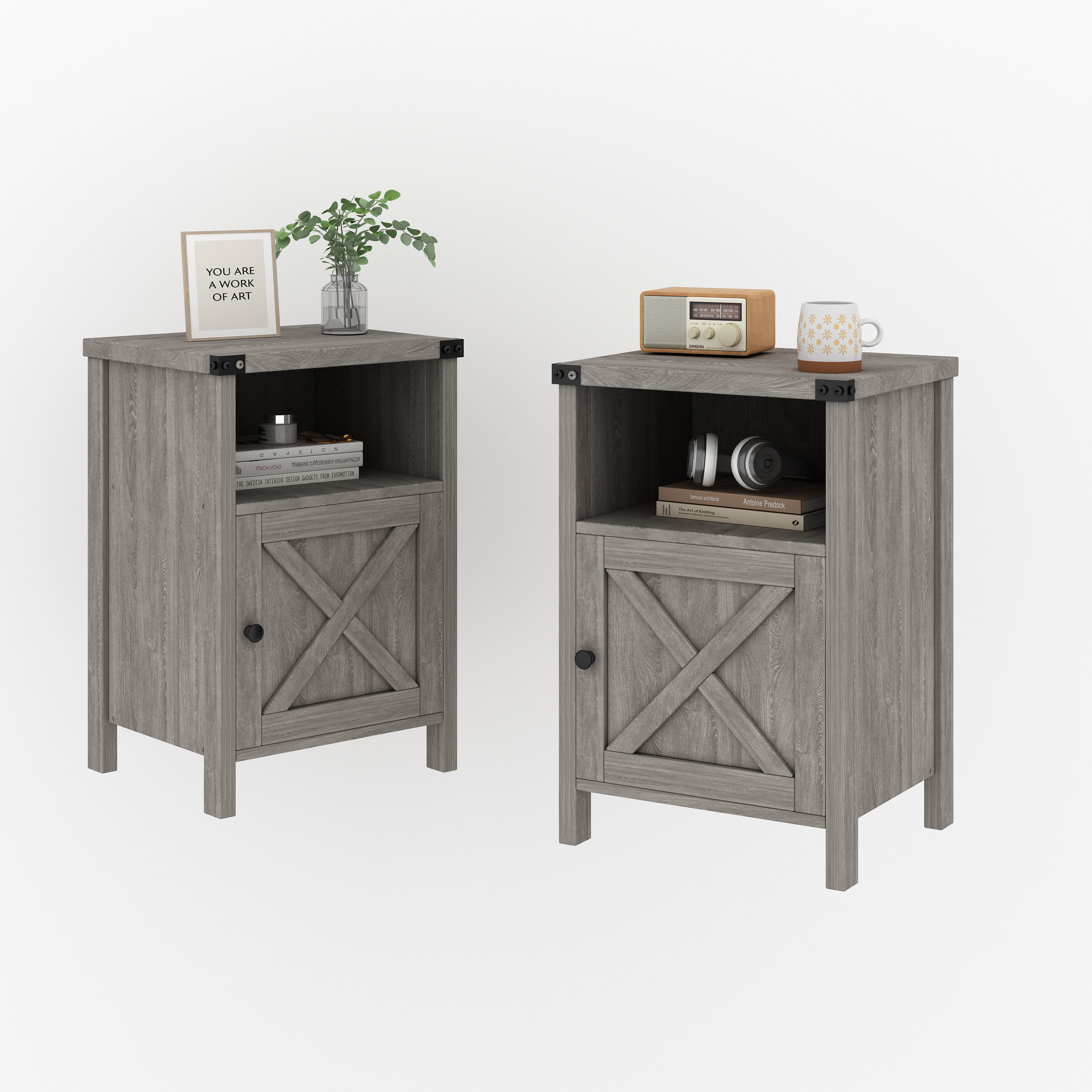 Gracie Oaks Modern Farmhouse Nightstand, Square Bedside Table for ...