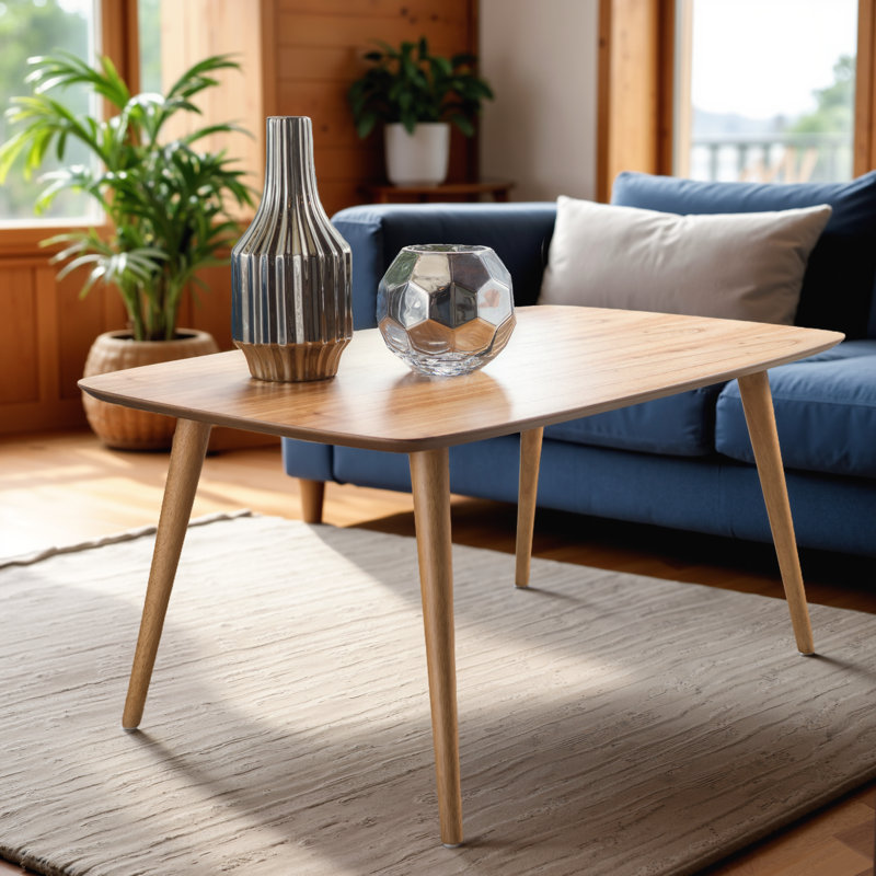 George Oliver Mid-Century Modern Coffee Table with Mindi Veneer Finish ...