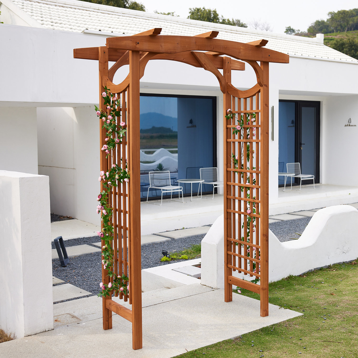 Arlmont & Co. Minakumari 59" W x 30" D Garden Arch Arches Solid Wood ...