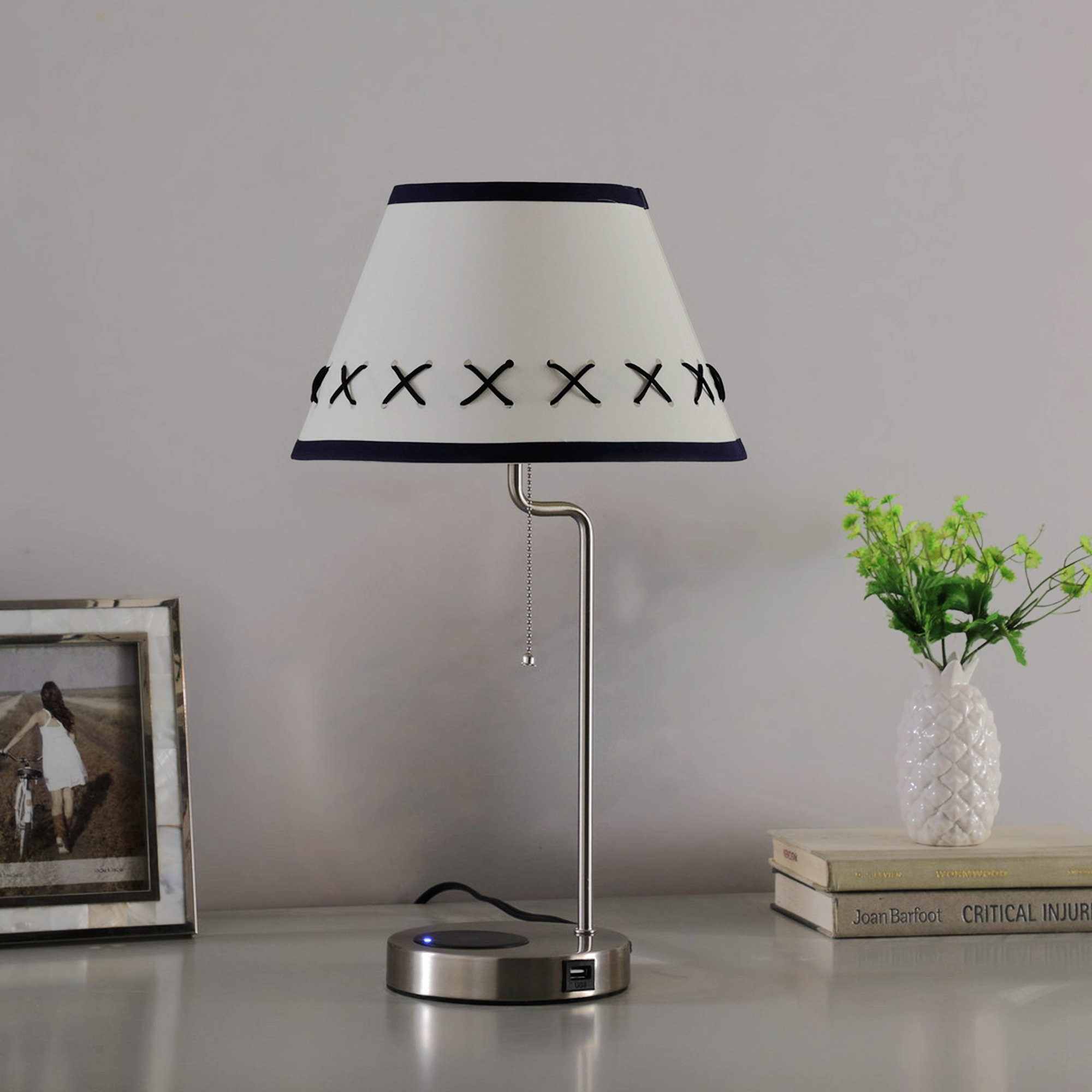 Union Rustic Fleshman 20" Silver Table Lamp with USB | Wayfair