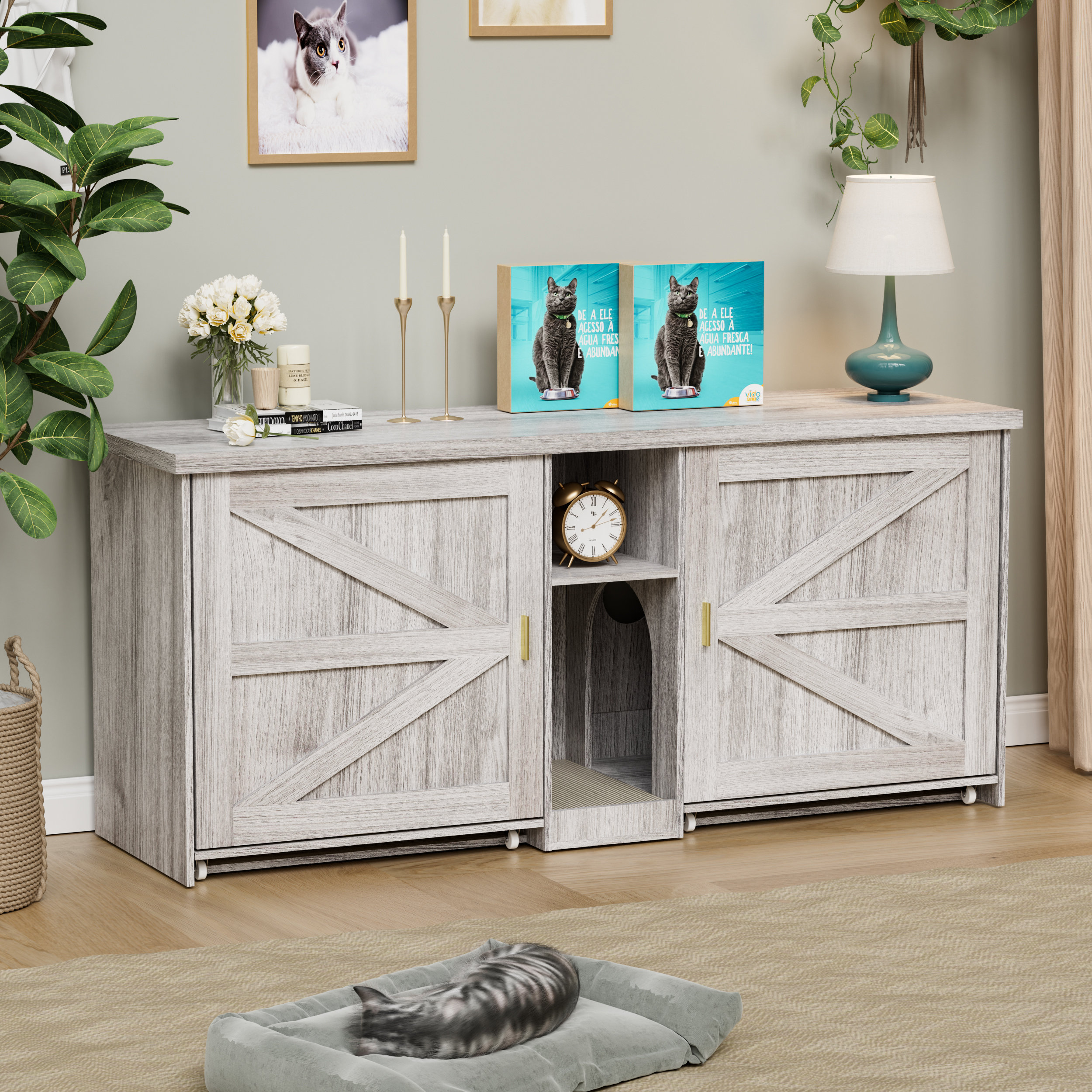 Tucker Murphy Pet™ Cat Litter Box Enclosure, Hidden Cat Litter Box ...