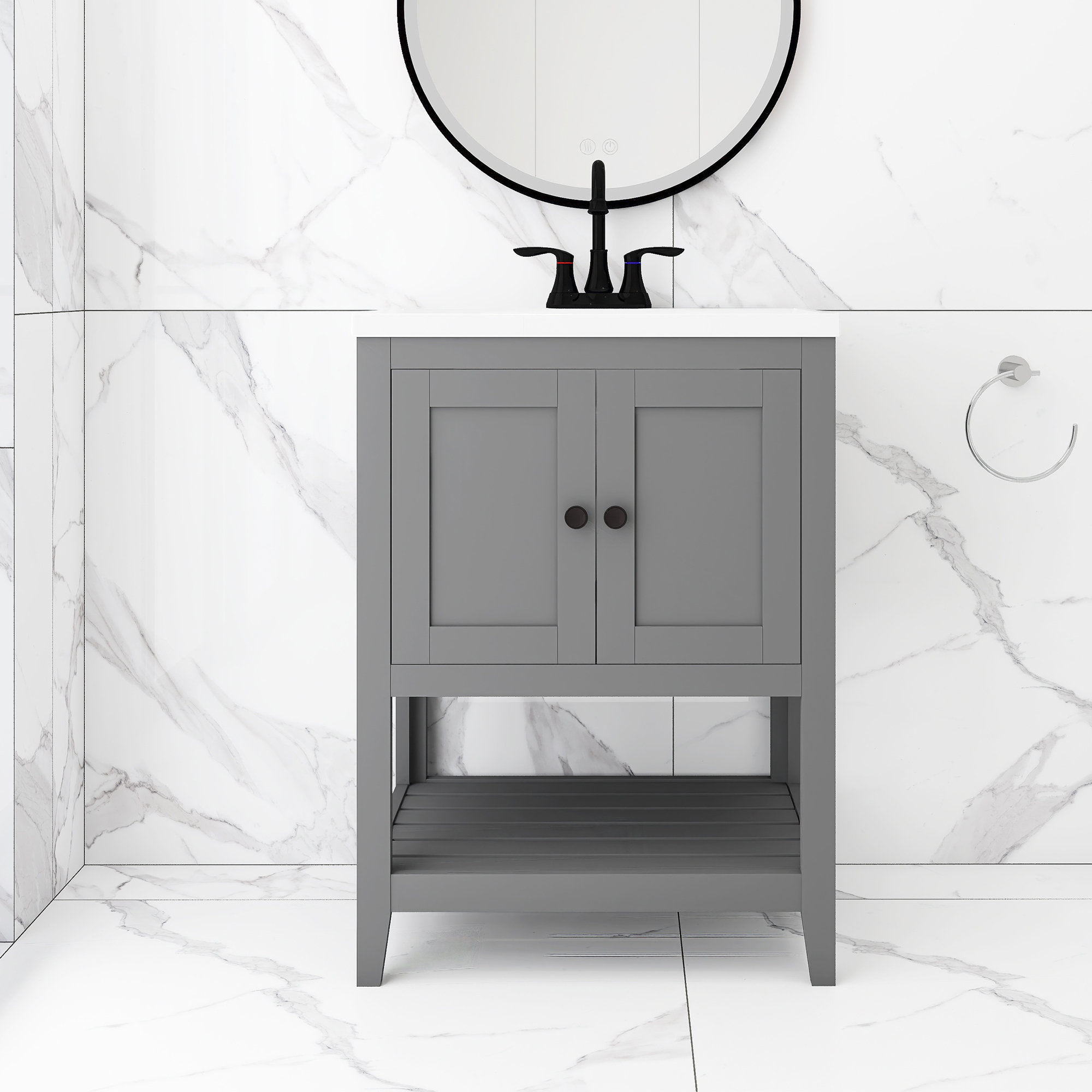 Ebern Designs Beckie 24'' Single Bathroom Vanity with Ceramic Top | Wayfair