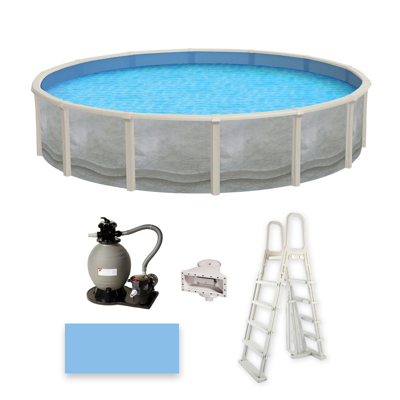 Blue Wave Products Trinity Round 52-in Deep Steel Wall Pool Package ...
