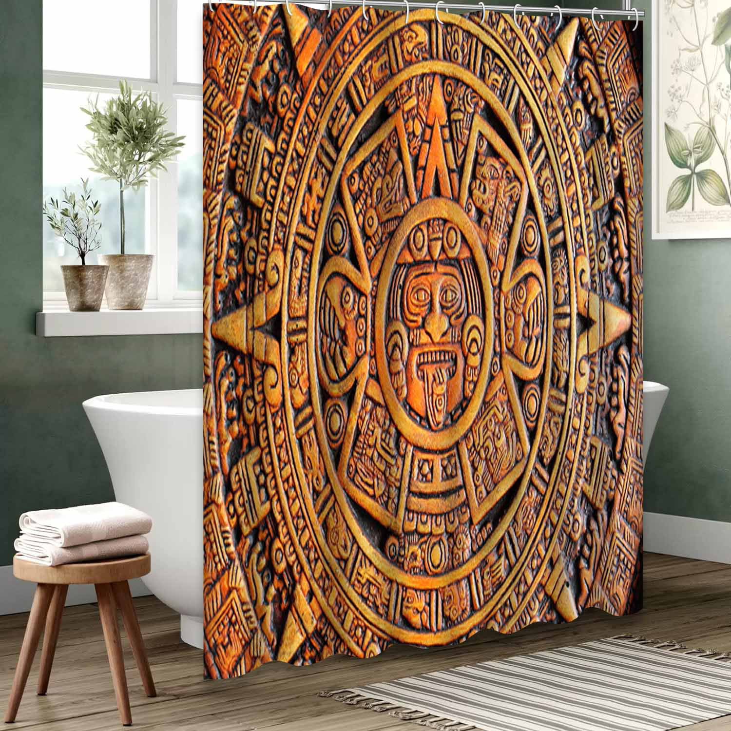East Urban Home Aztec Sun Shower Curtain with 12 Hooks - Ancient ...