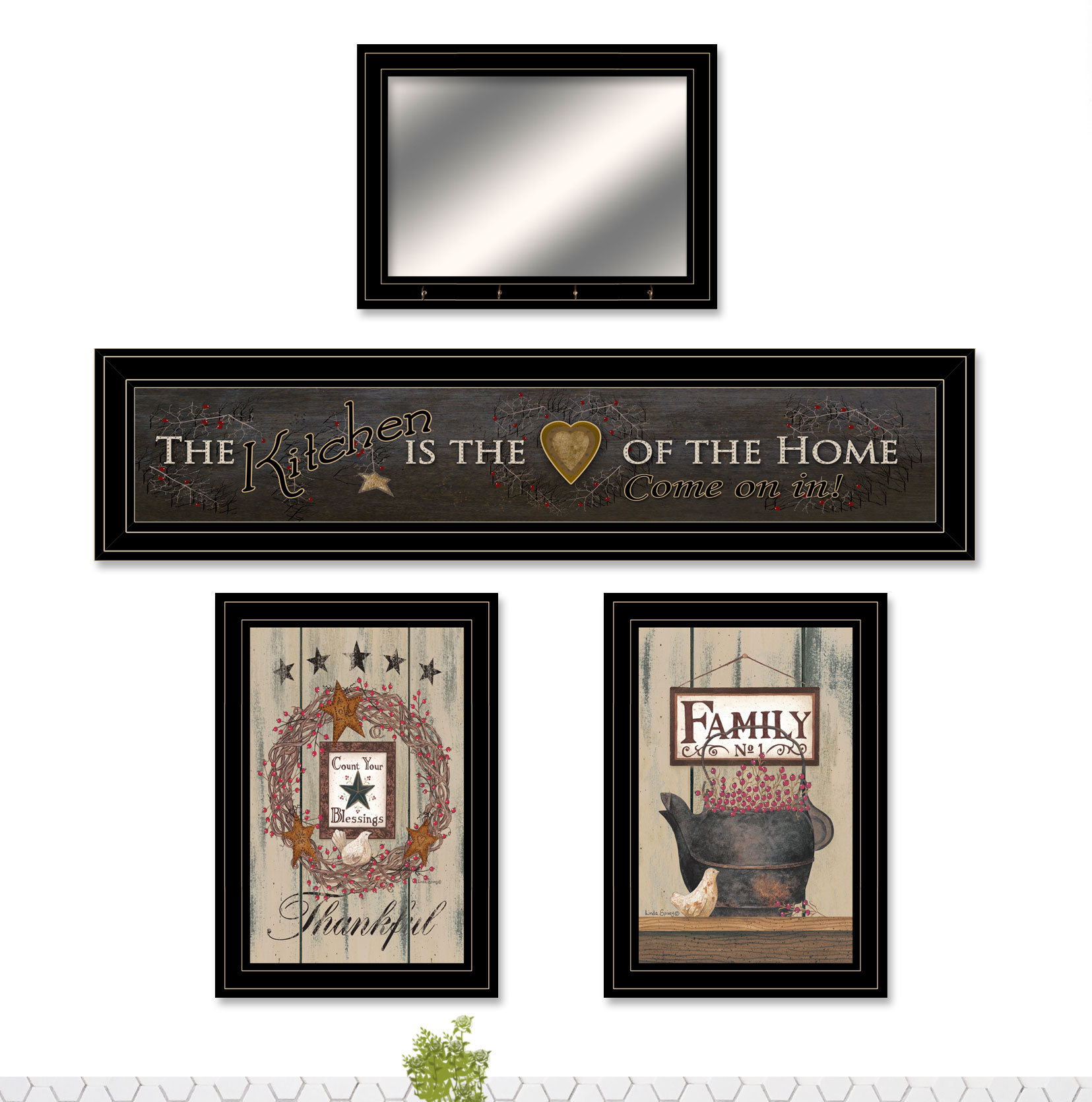 Rosalind Wheeler Primitive Kitchen 3-Piece Vignette Framed Wall Art for ...