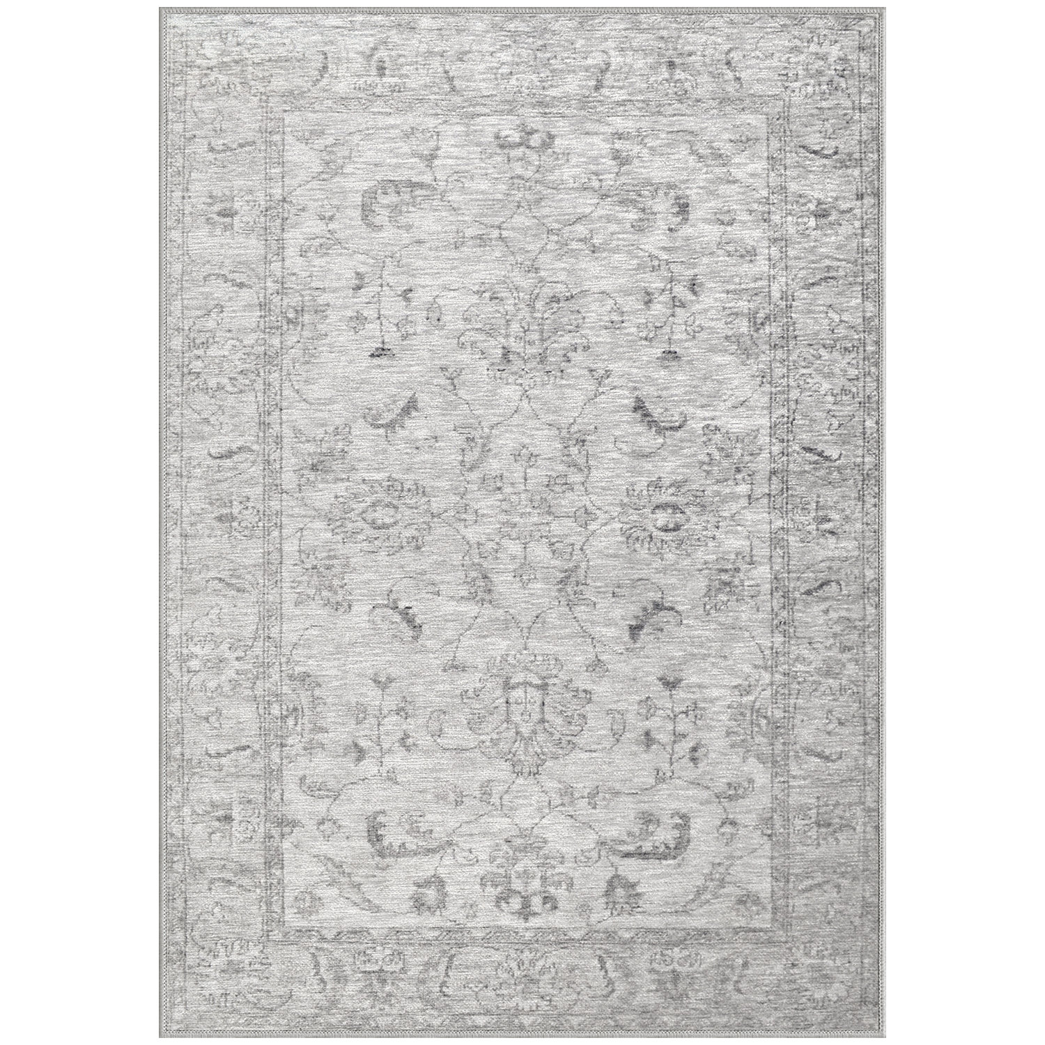 GelPro Nevermove Machine Washable Traditional Jordan Grey Area Rug ...