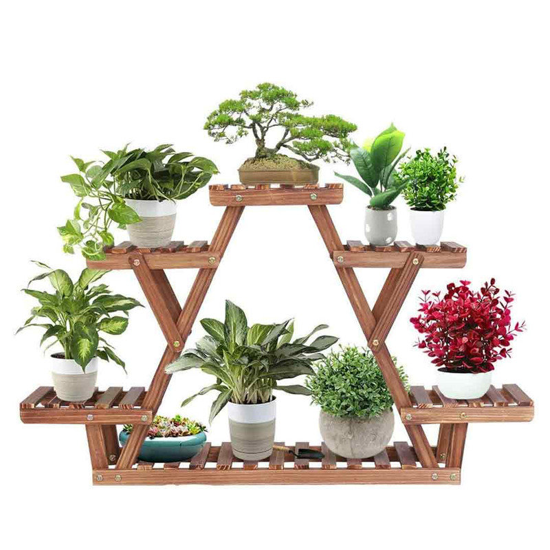 Millwood Pines Wood Plant Stand Triangular Plant Shelf Multi Tier ...