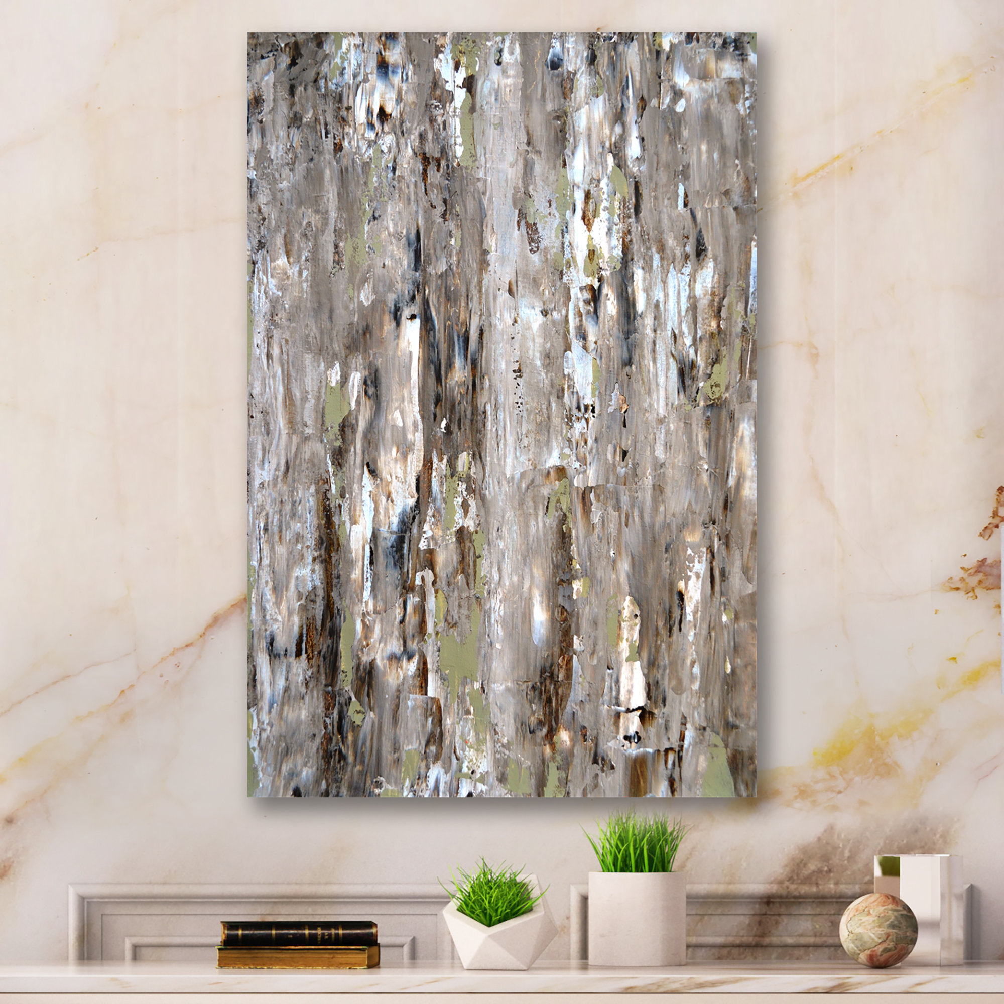 Wrought Studio™ Green and Beige Abstract Art II - Picture Frame Print ...