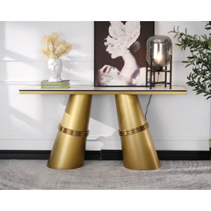 Everly Quinn Entryway Table, 60" Gold Sofa Console Table With Gorgeous ...