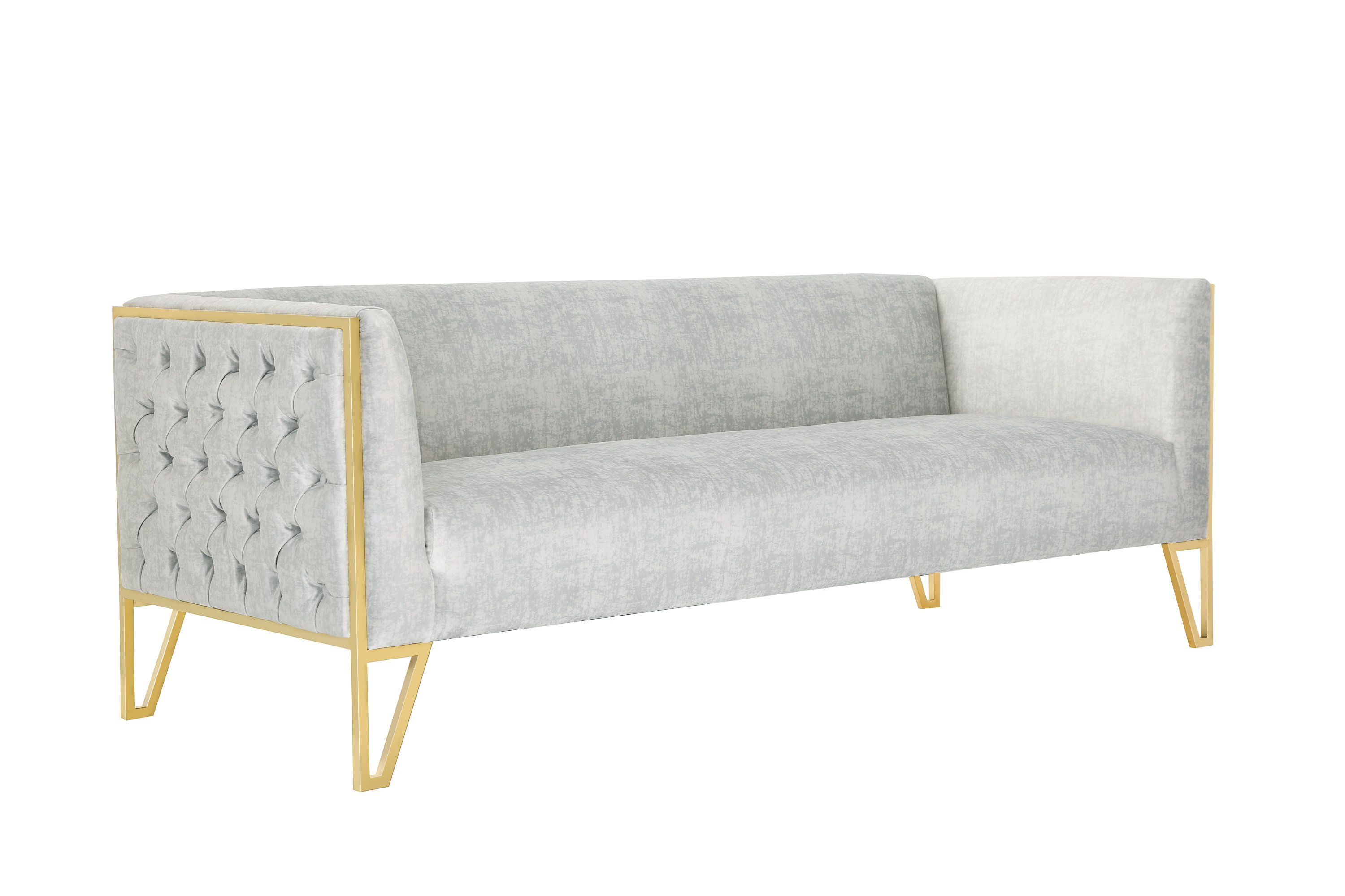 Manhattan Comfort Vector 82'' Velvet Upholstered Tuxedo Arm Sofa ...