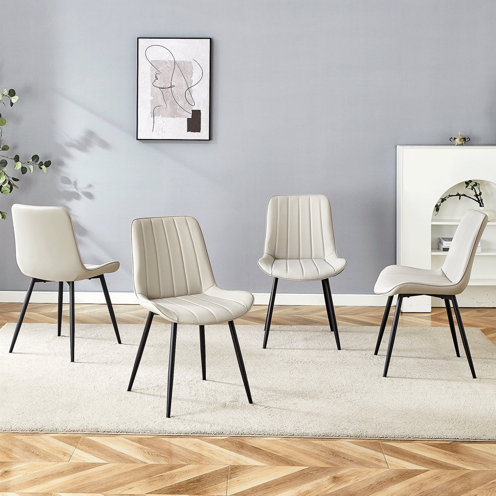 Mercer41 Extended Seat Cushion PU Dining Chair Set - Four Pieces.Smooth ...