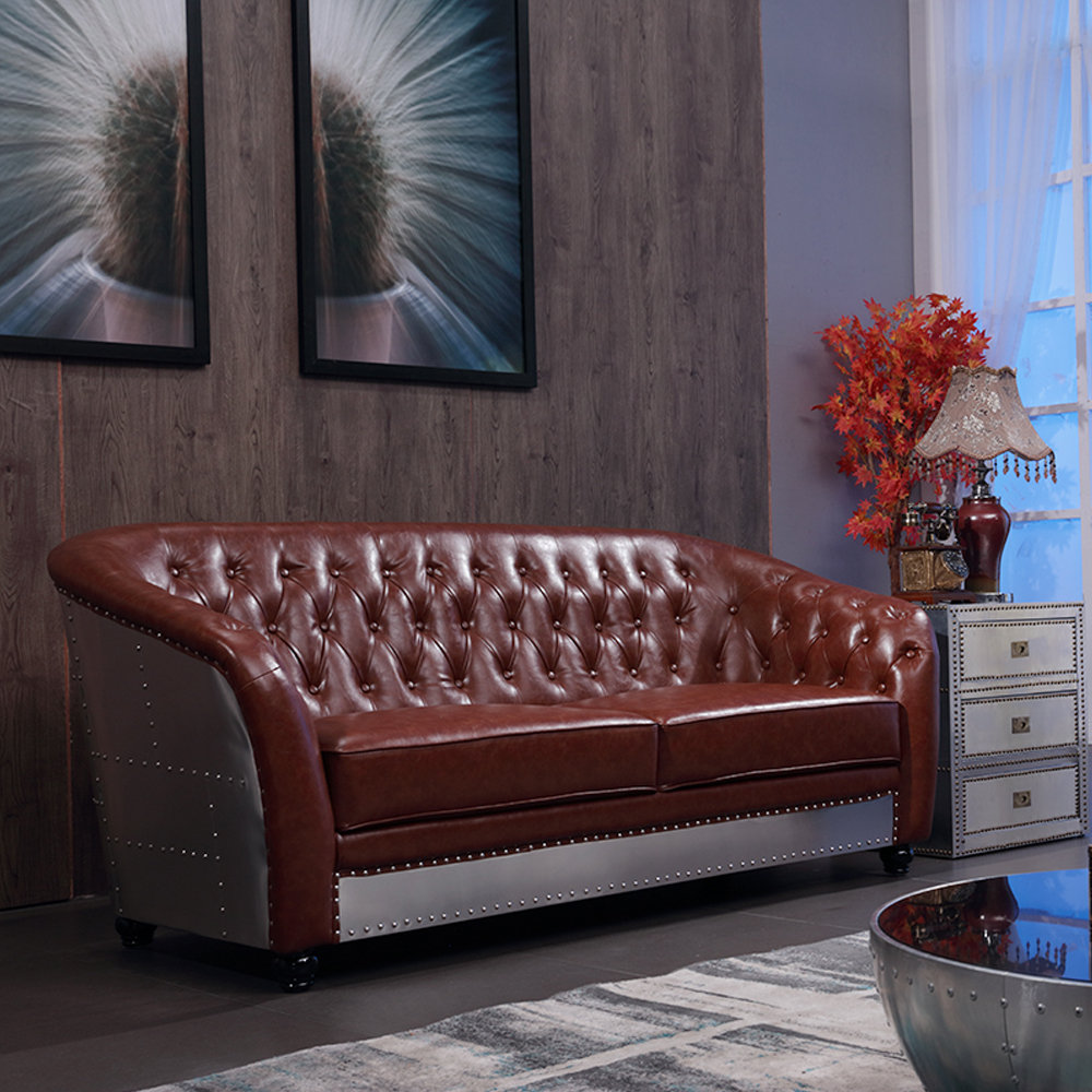 Industrial Style Sofa Vintage Industrial Rivet Aluminum Skin Sofa ...