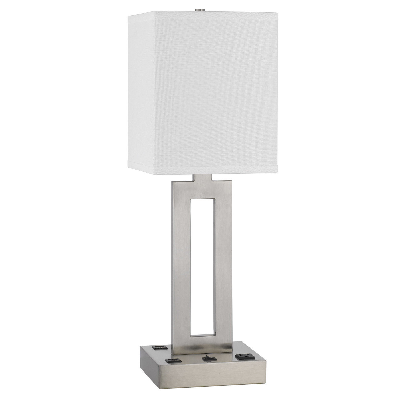 Latitude Run® 24" Silver Desk Lamp with USB and Outlet | Wayfair