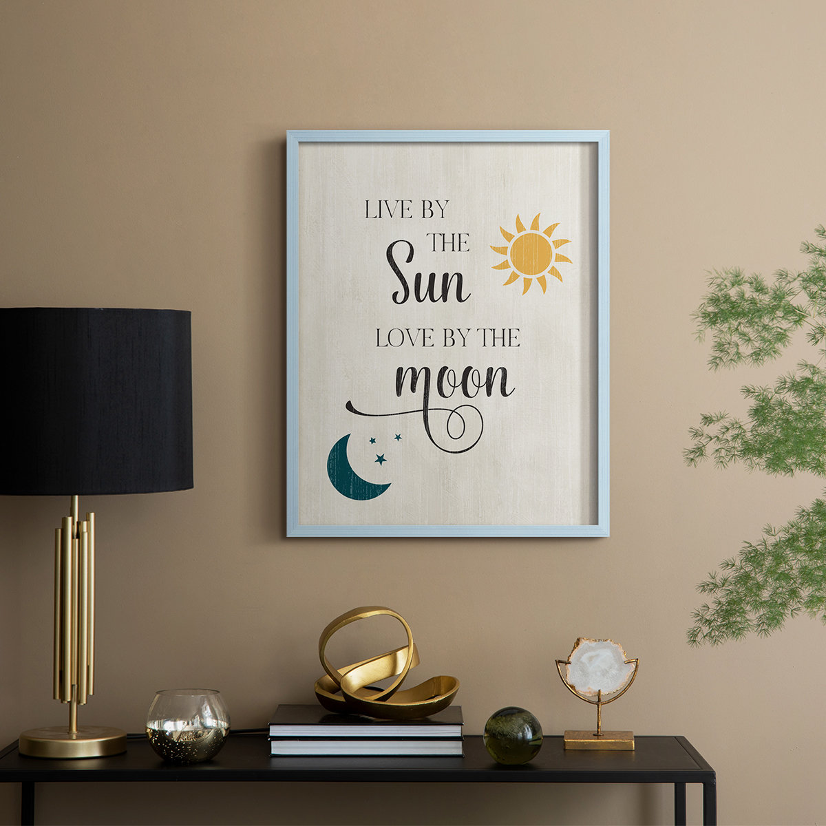 Trinx Sun and Moon Framed Print - Solid Wood | Wayfair