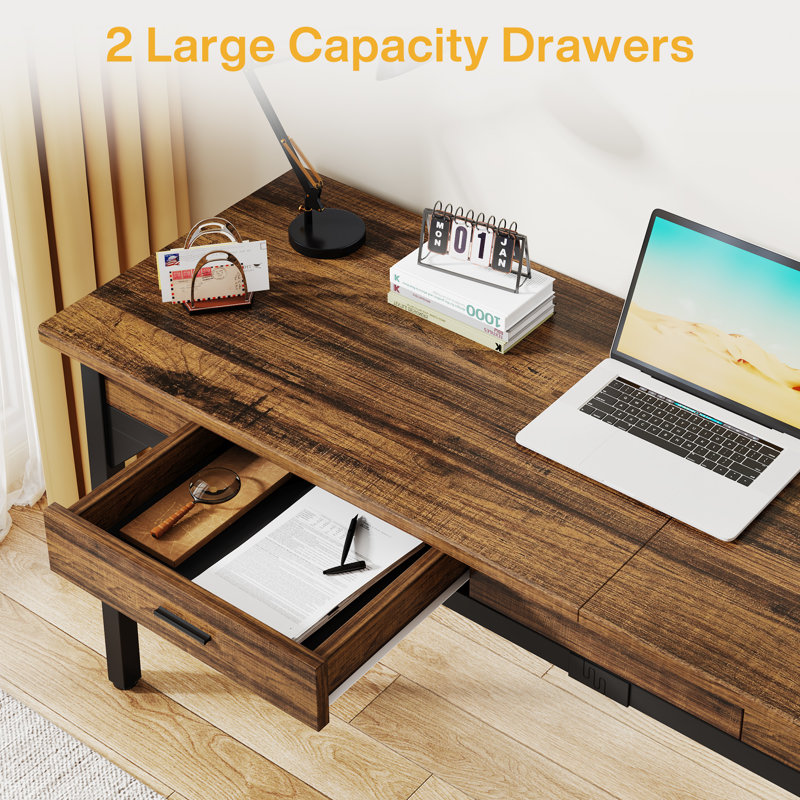 17 Stories Stefnie 78.7" Extra Long Computer Desk, Writing Desk with 2 ...