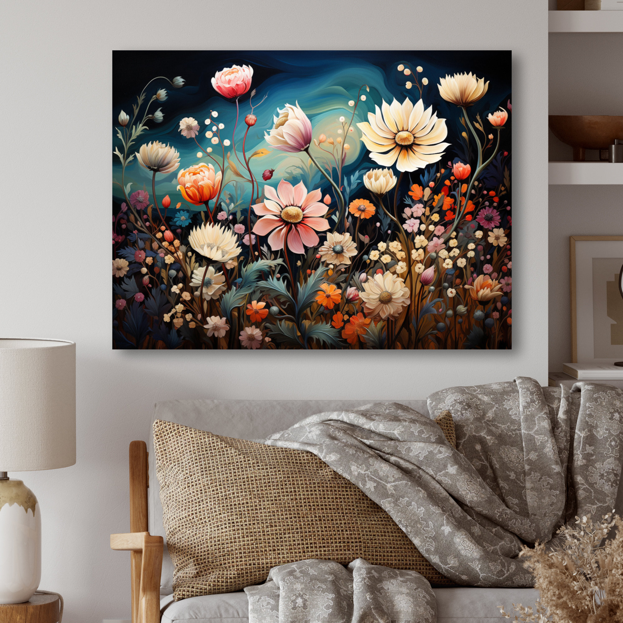 Wildon Home® White Pink Wildflowers Fields of Dreams - Wildflowers ...