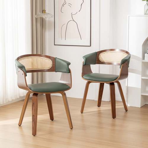 Bay Isle Home Esterly Solid Wood Dining Chair with Rattan Backrest ...