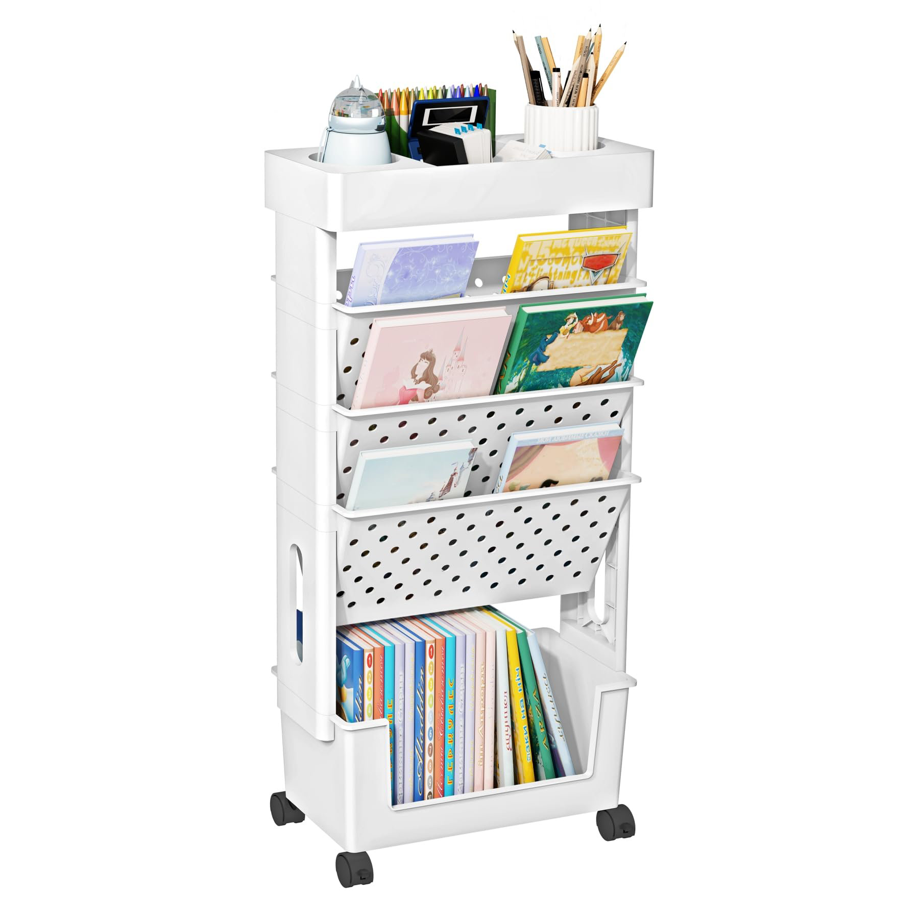 MASMIO 5 Tier Rolling Utility Cart Multi-Functional Movable Storage ...