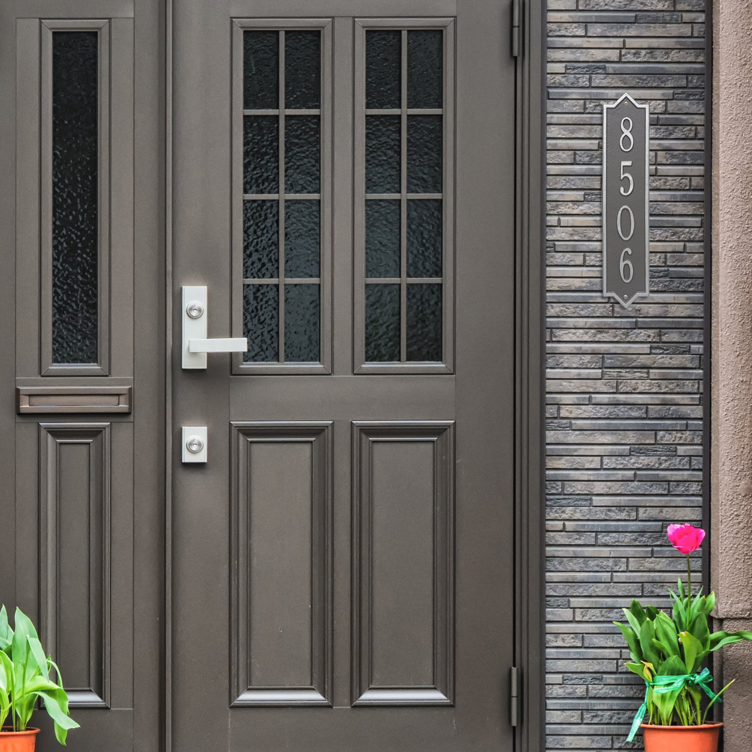 Whitehall Products Norfolk Personalized Vertical 4-Line Wall Address ...