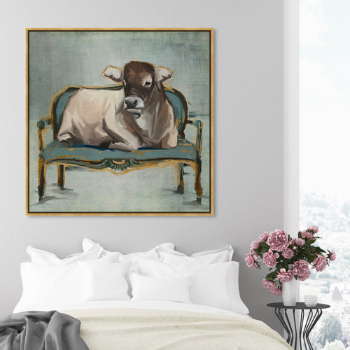 Art Remedy Animals Her Majesty Cow On Canvas Painting & Reviews | Wayfair