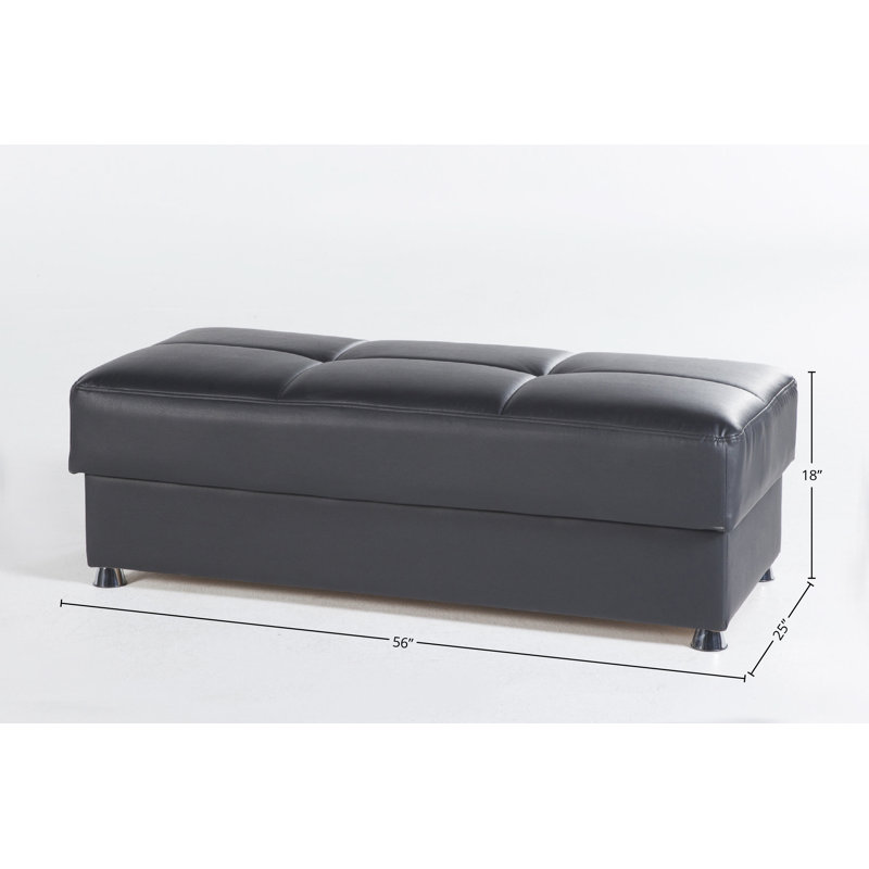 Wade Logan® Elegant Tufted Rectangle Standard Ottoman, Black | Wayfair